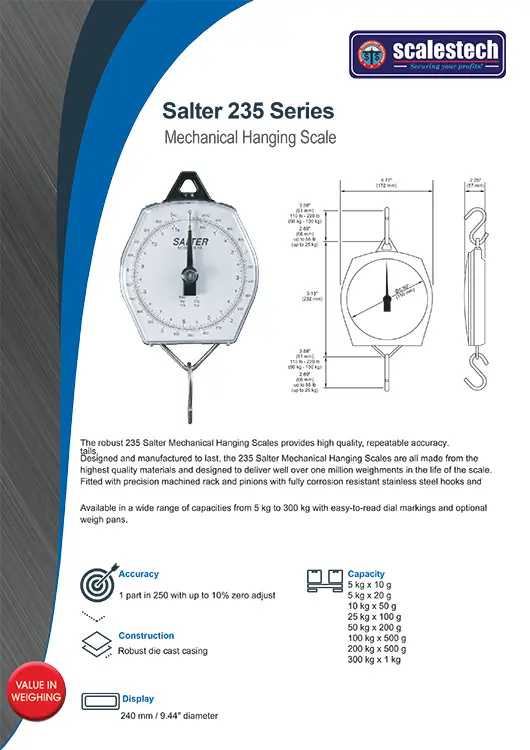 Salter 235 Hanging Scale | Multi-Purpose Spring Dial Weighing Scale